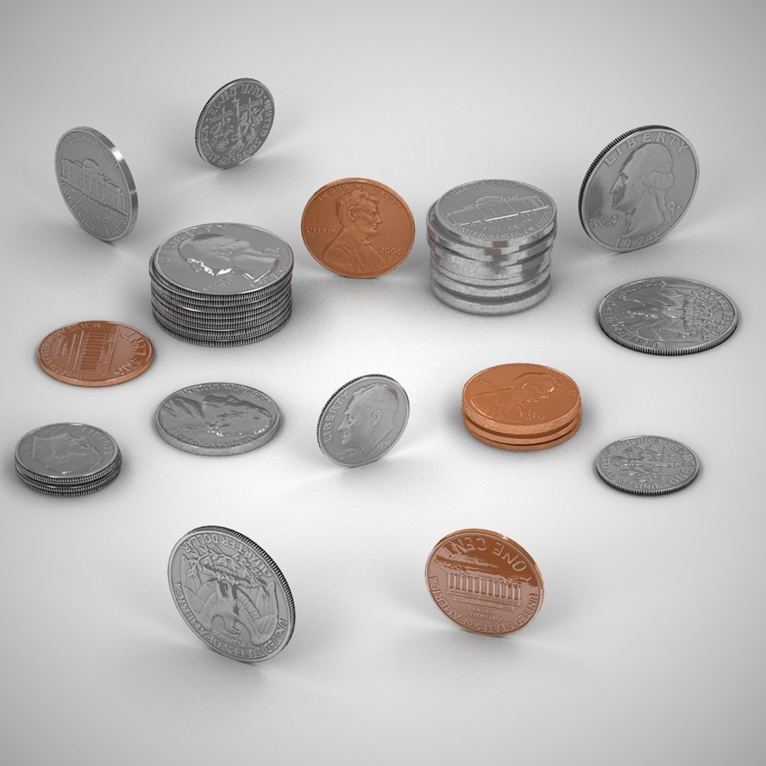 Photo Realistic Money Coins C4d
