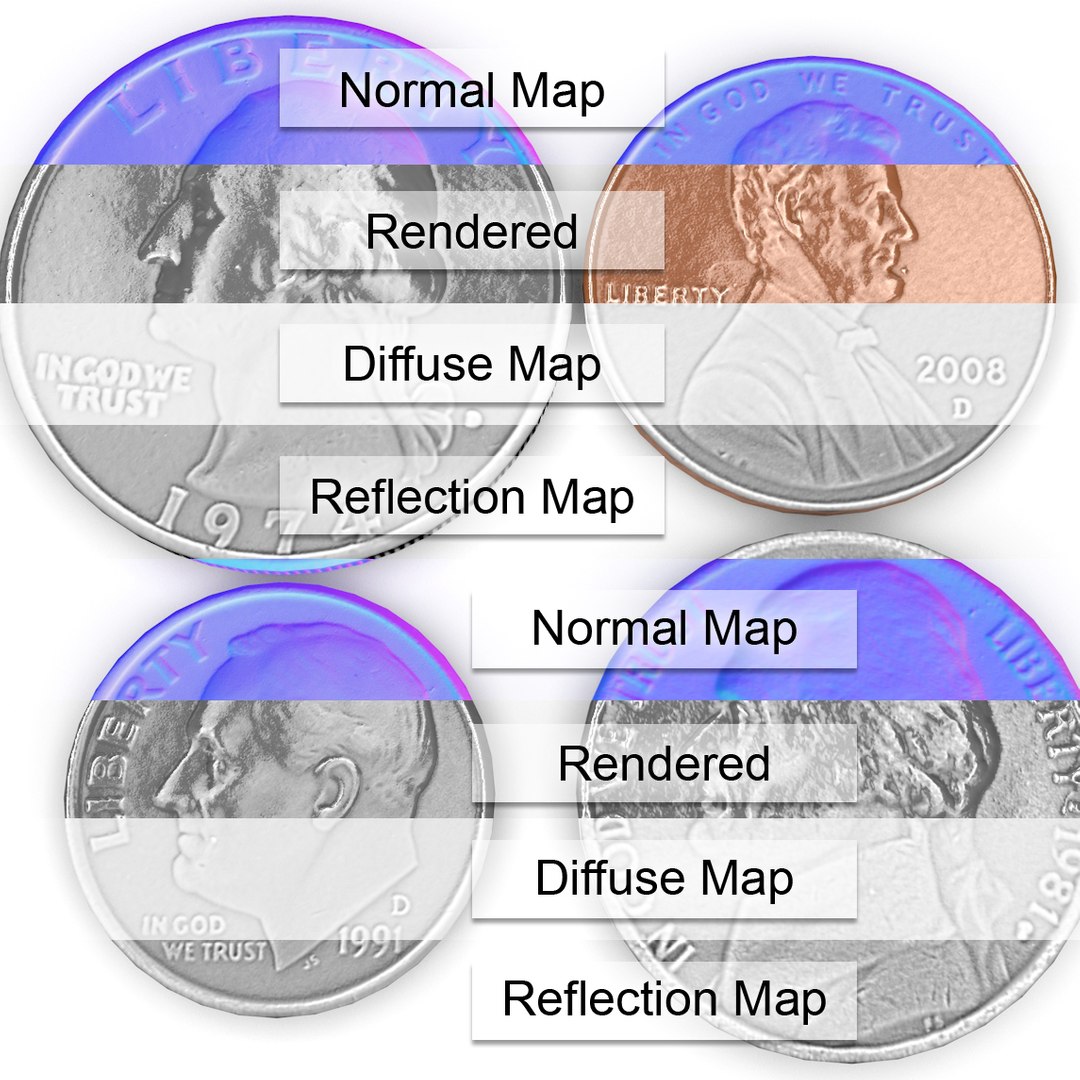 Photo Realistic Money Coins C4d