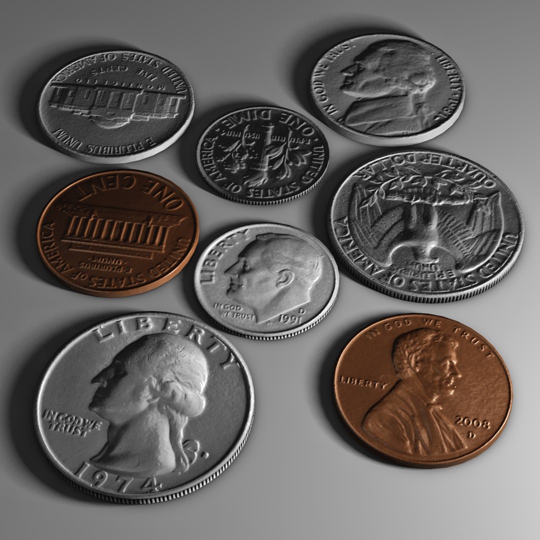 Photo Realistic Money Coins C4d