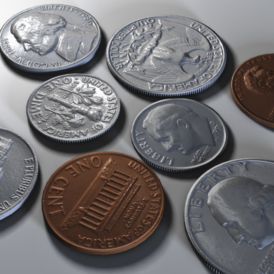 Photo Realistic Money Coins C4d