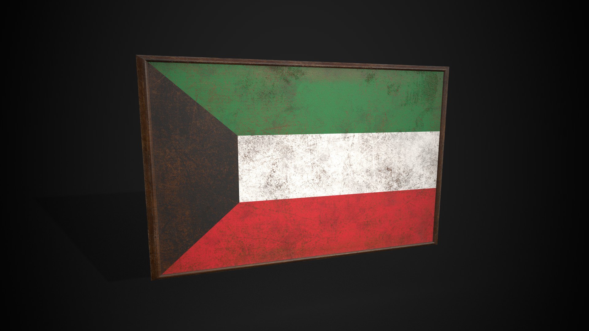 Old Picture Frame With Kuwait Flag - Game Ready PBR Low-poly 3D Model ...