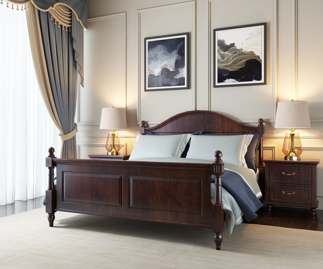 3D American double bed model model - TurboSquid 2067931 3D American double bed model model - TurboSquid 2067931