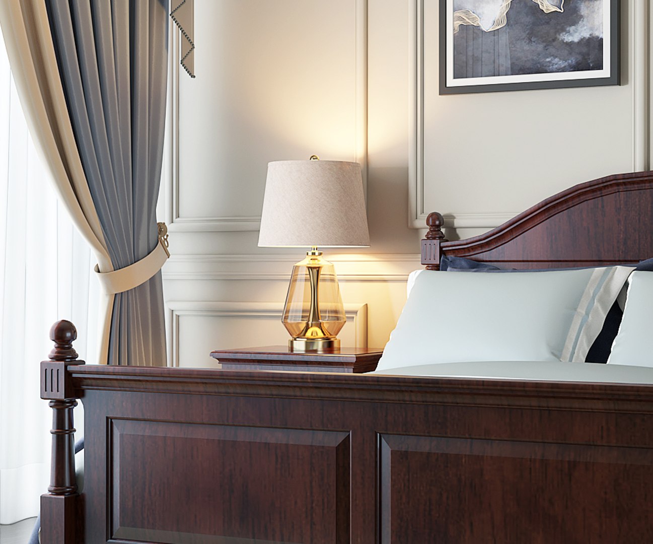 3D American double bed model model - TurboSquid 2067931 3D American double bed model model - TurboSquid 2067931