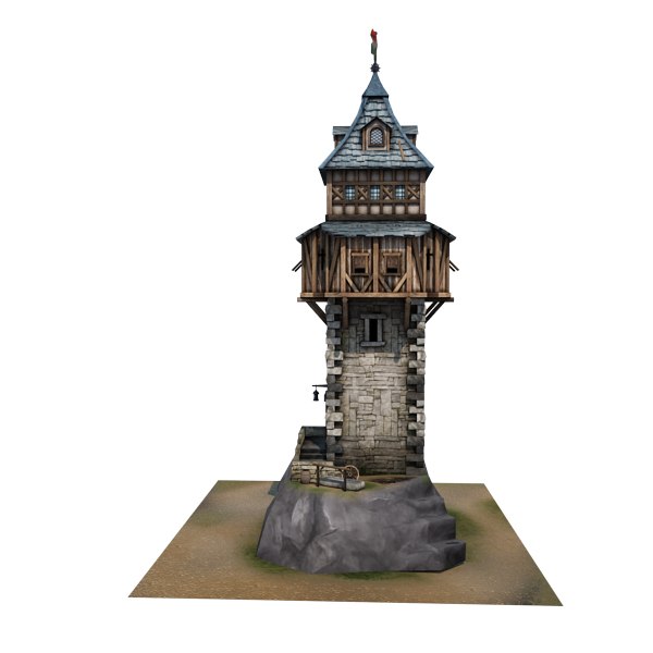 3d medieval defence tower buildings
