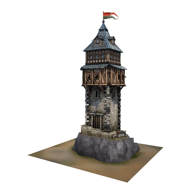 3d medieval defence tower buildings