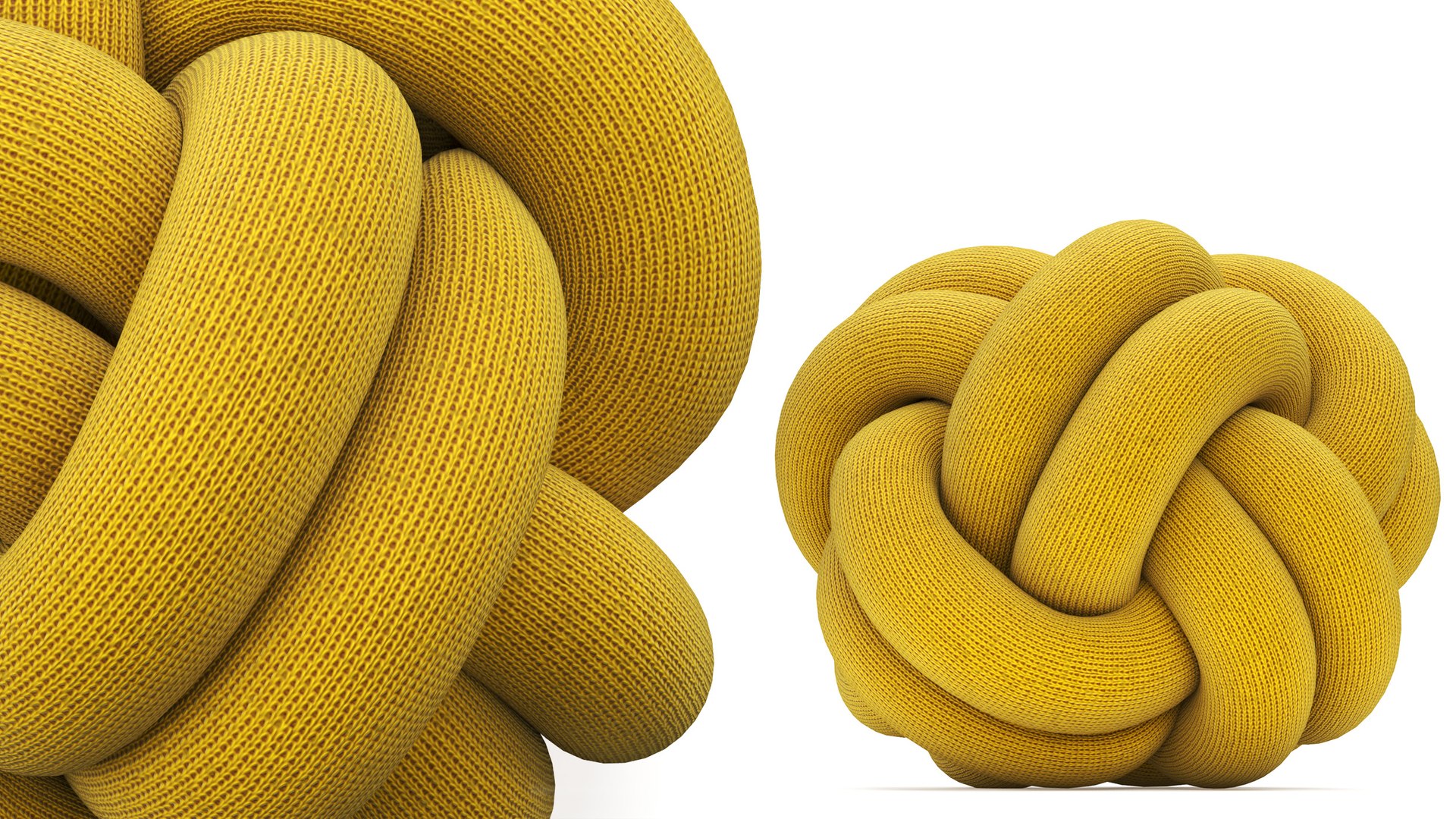 Mustard Round Knot Pillow 3D - TurboSquid 1970905