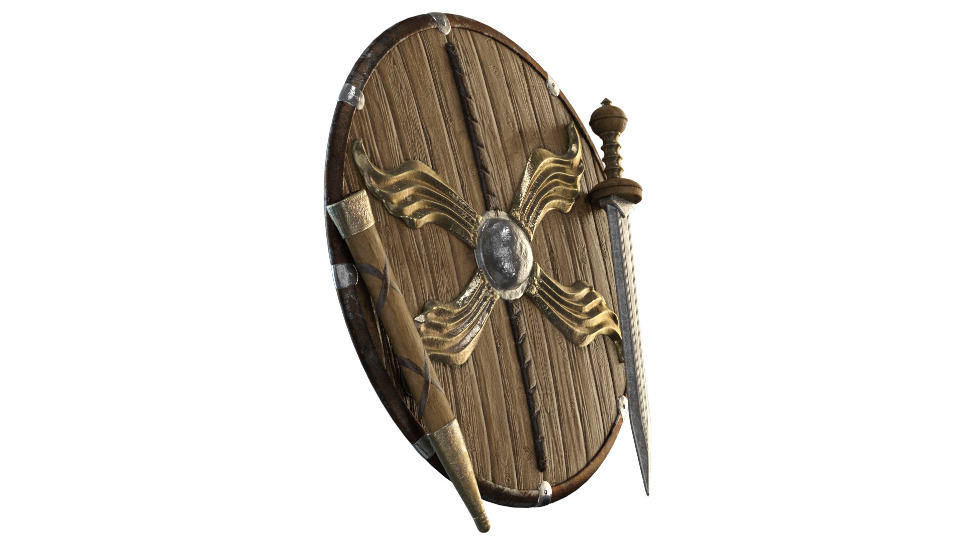 3D Gladiator Legionary Sword With Shield - TurboSquid 2236705