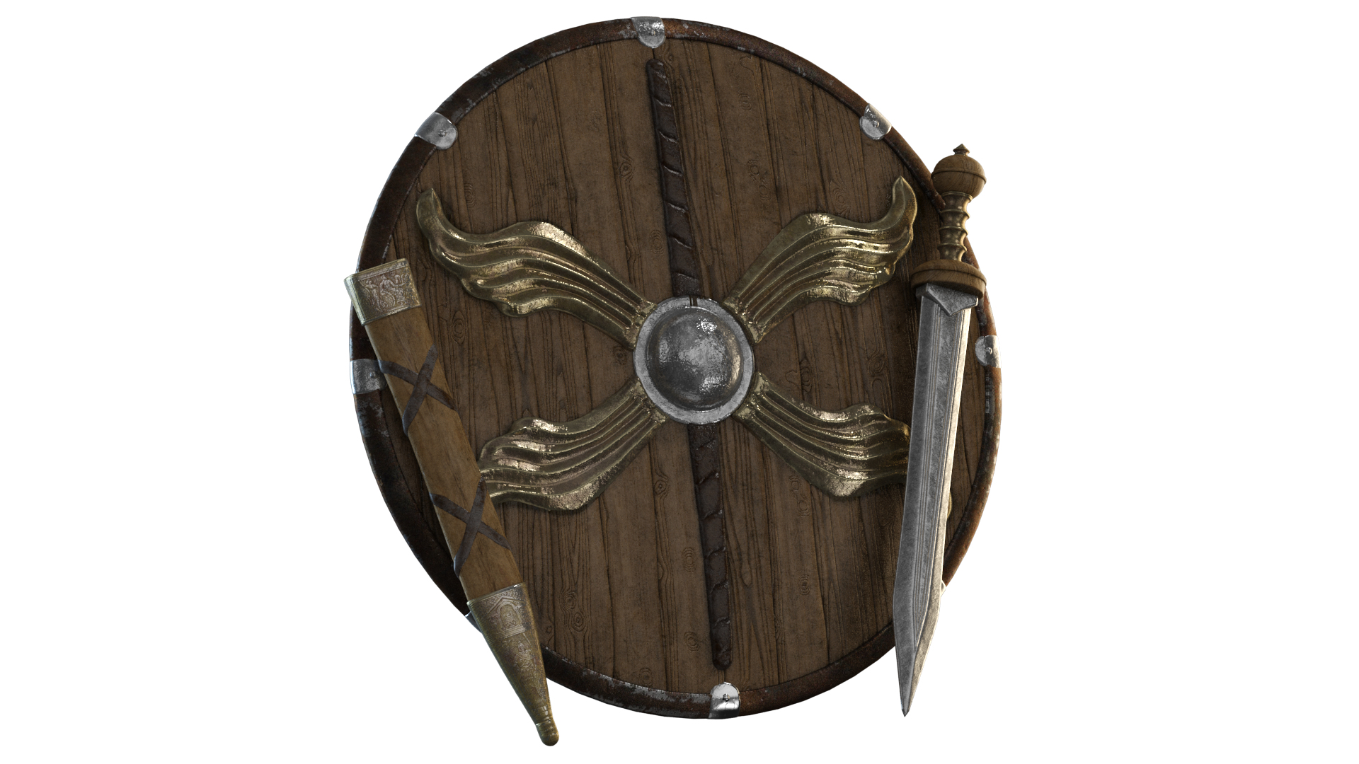 3D Gladiator Legionary Sword With Shield - TurboSquid 2236705