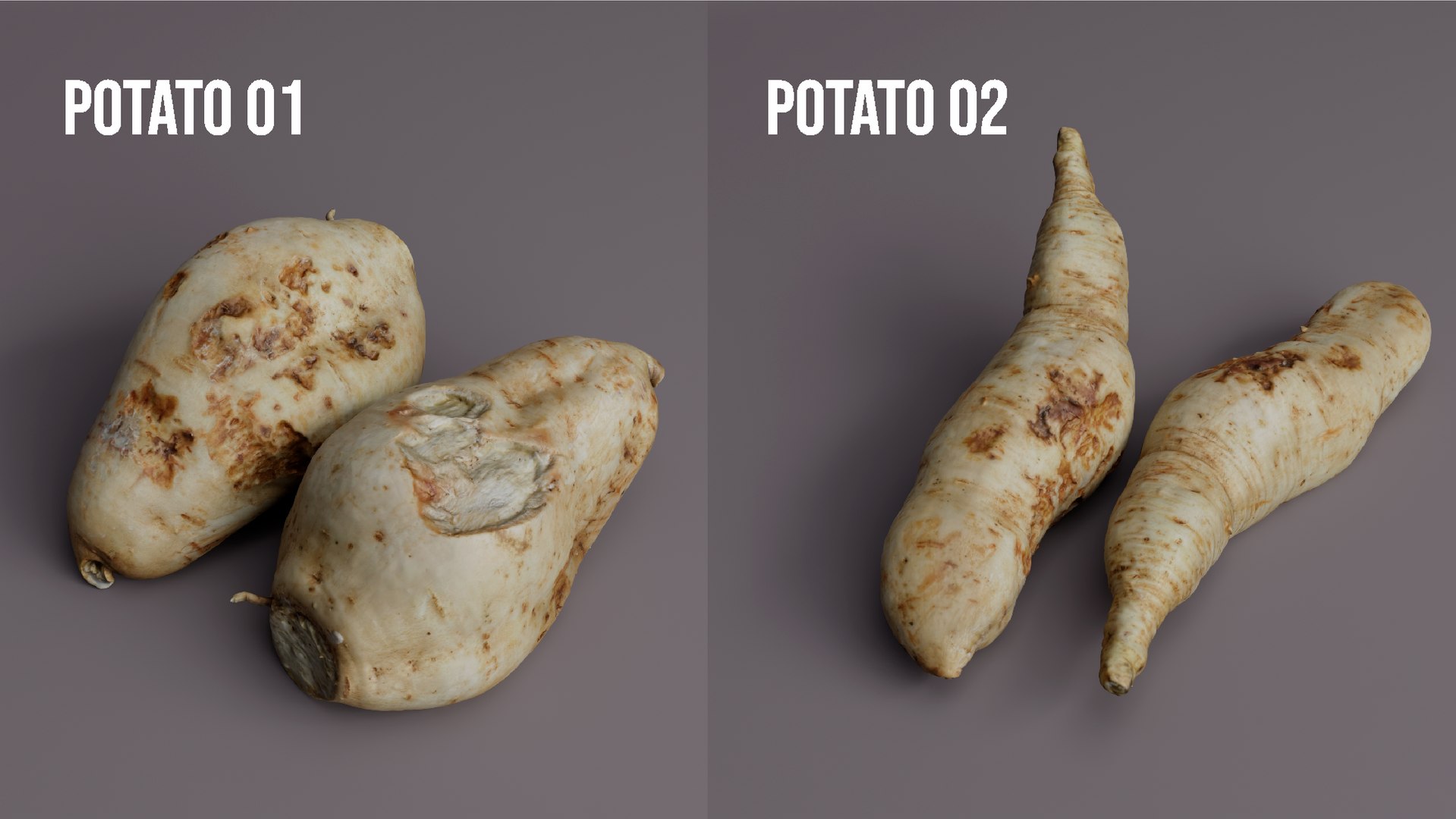 3D White Sweet Potato Pack - TurboSquid 2424842