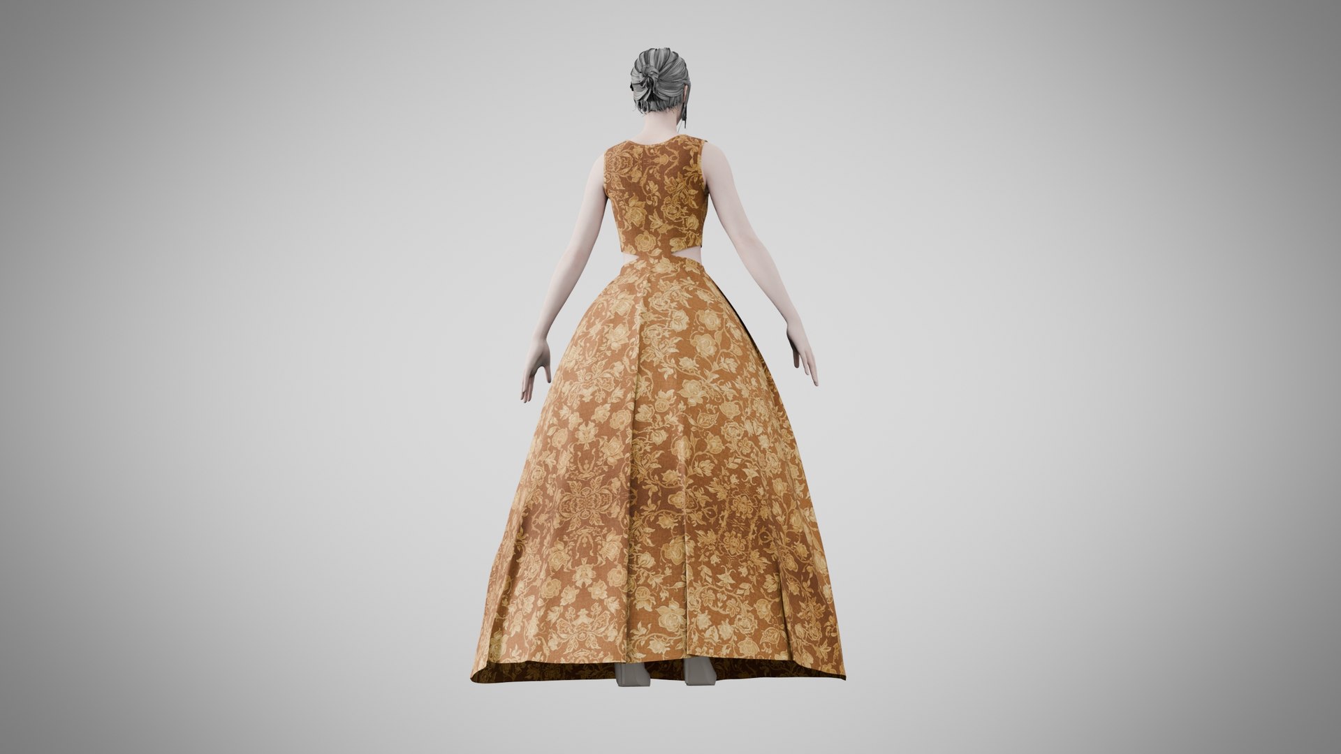Dress 32 Amber Bloom Brocade V2 3D Model - TurboSquid 2499741