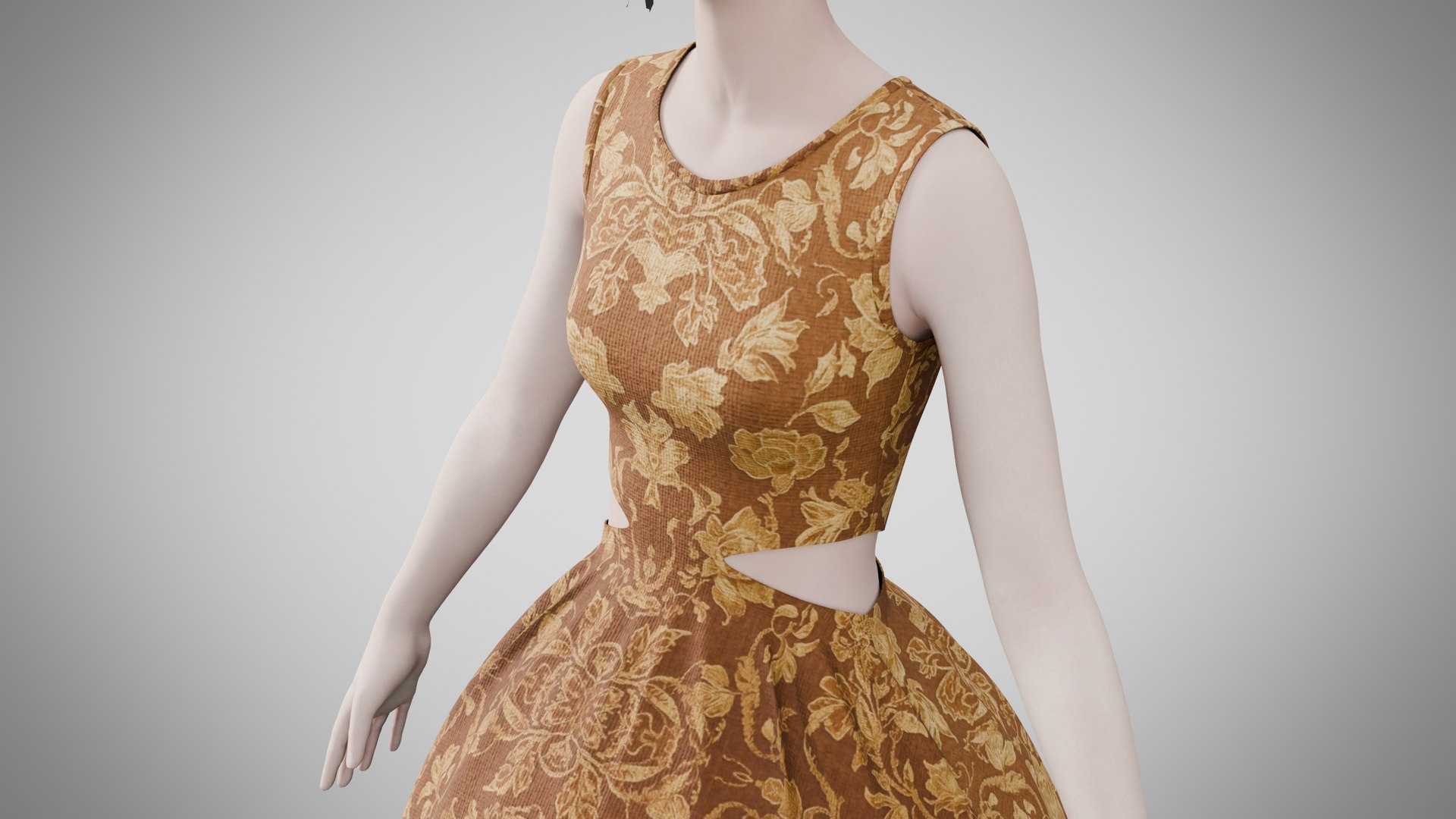 Dress 32 Amber Bloom Brocade V2 3D Model - TurboSquid 2499741
