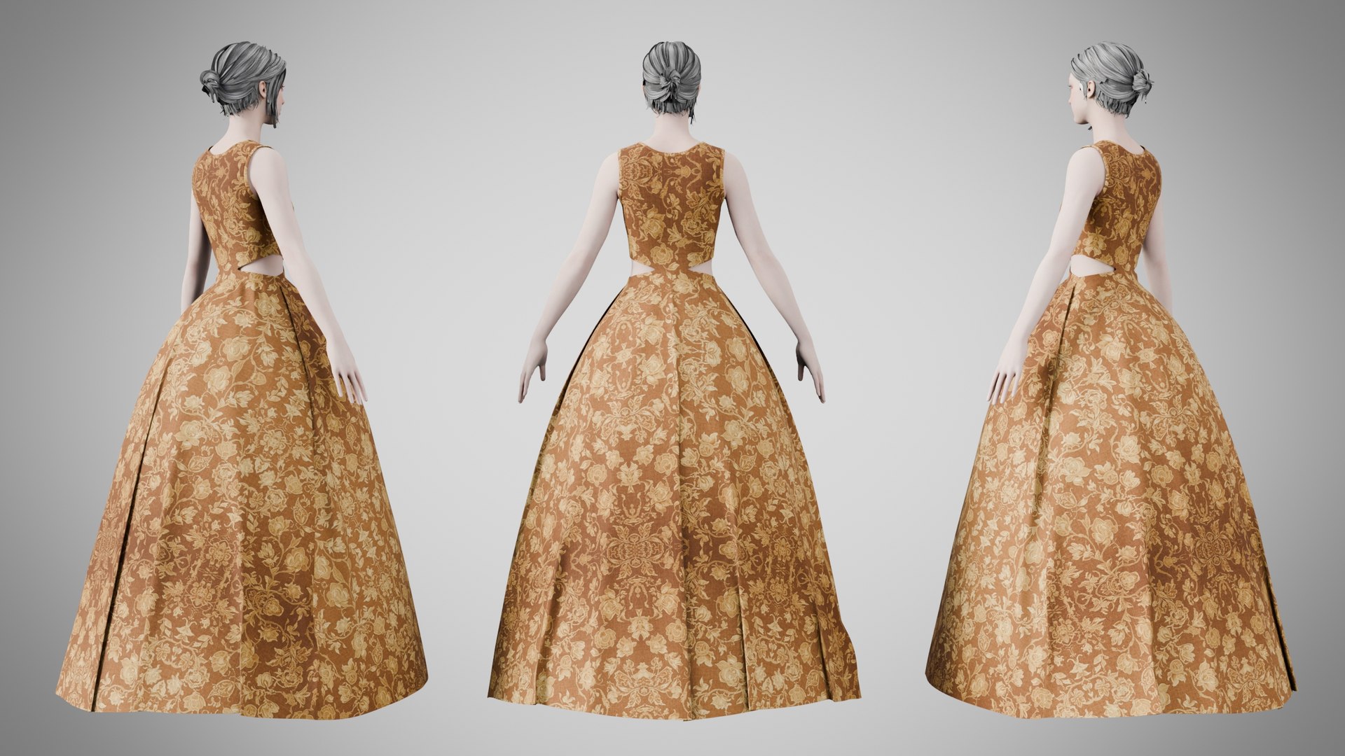 Dress 32 Amber Bloom Brocade V2 3D Model - TurboSquid 2499741