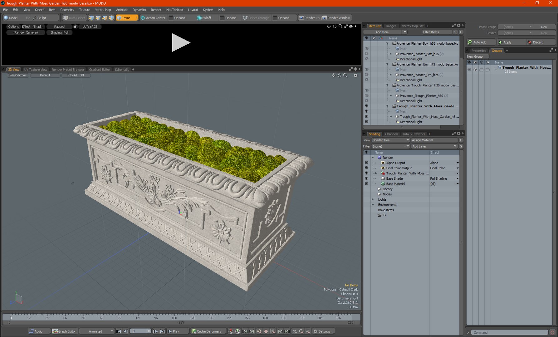 3D Trough Planter With Moss Garden h30 model - TurboSquid 1942195