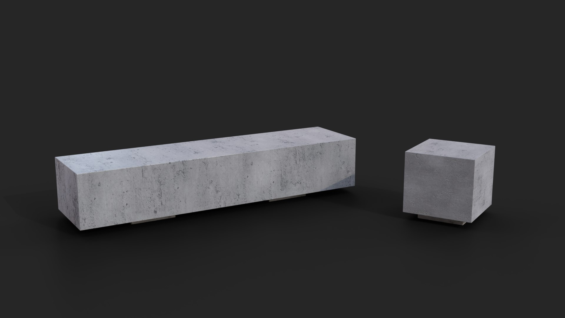 3D Collection Of Two Concrete Benches Low-Poly - TurboSquid 2136330