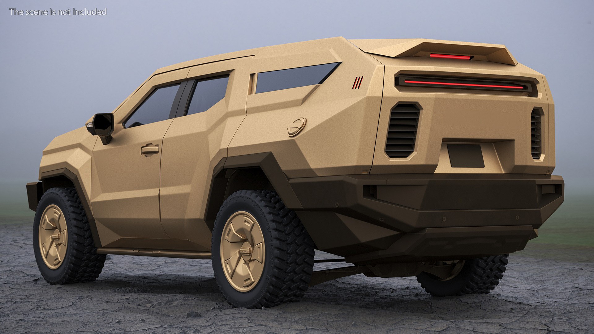 Armored Sand Colored SUV With Lights On 3D - TurboSquid 2268762