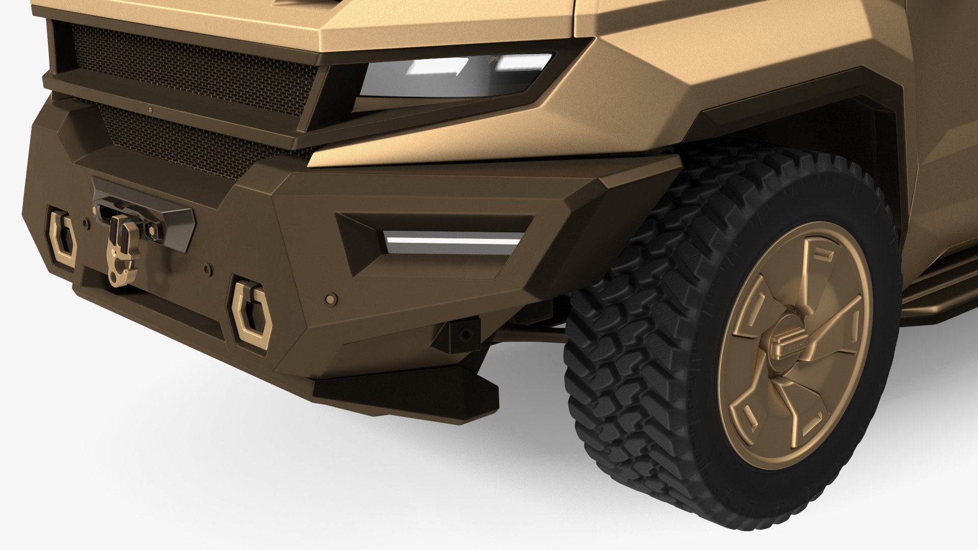 Armored Sand Colored SUV With Lights On 3D - TurboSquid 2268762