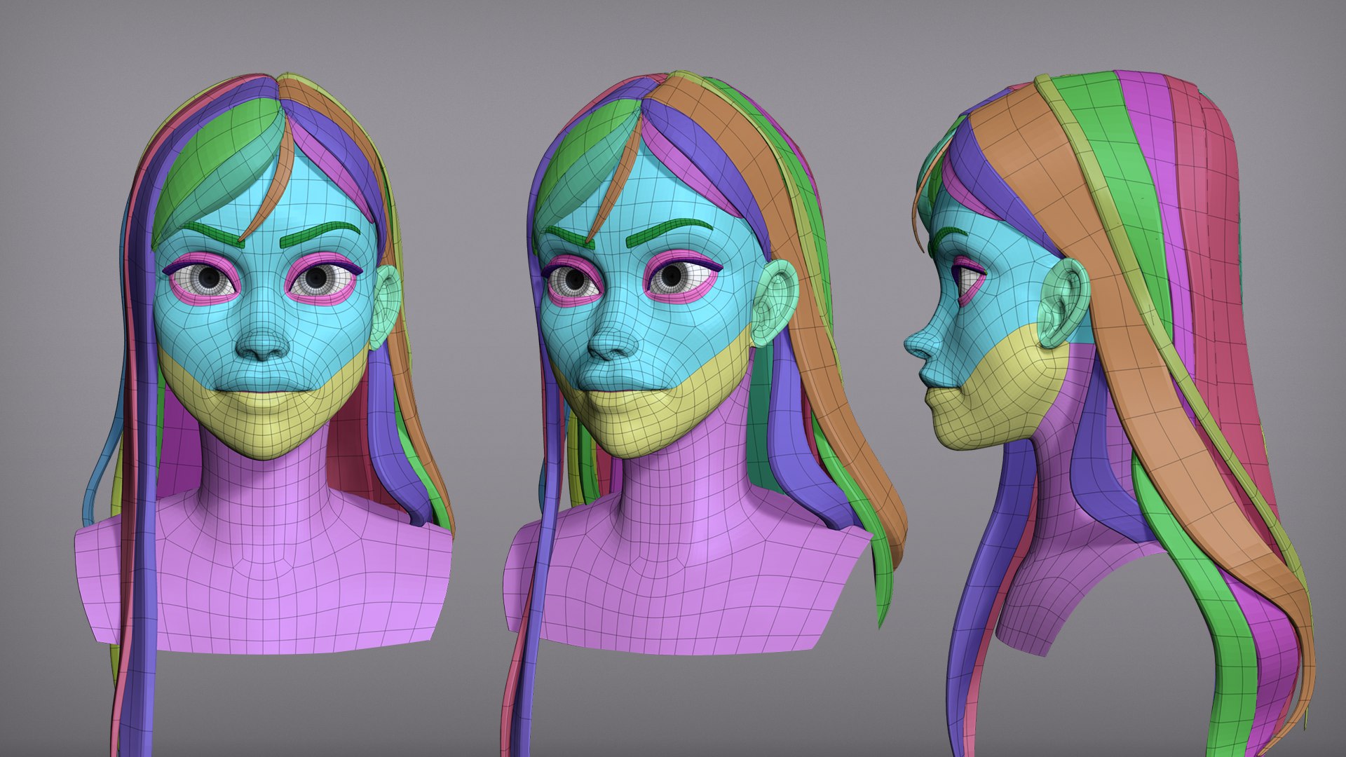 Cartoon Female Character Kelly Base Mesh 3D Model - TurboSquid 1799642