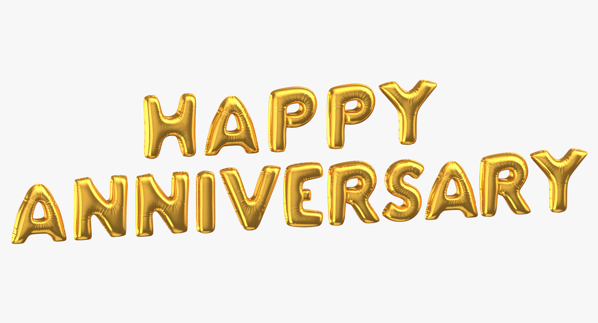 Modello 3D Golden Foil Balloons Words Happy Anniversary - TurboSquid ...