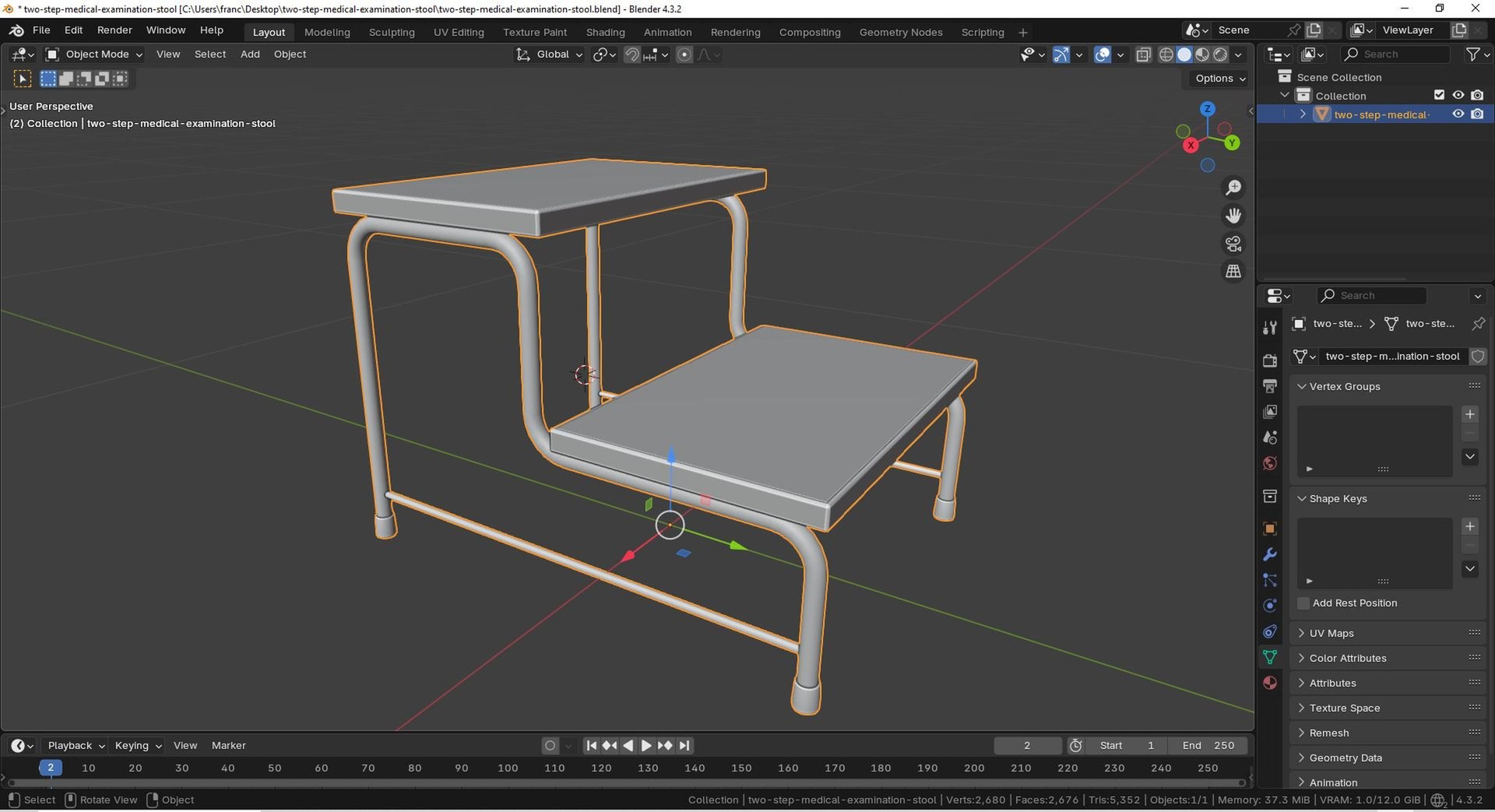 3D Two-step Medical Examination Stool Model - TurboSquid 2428529