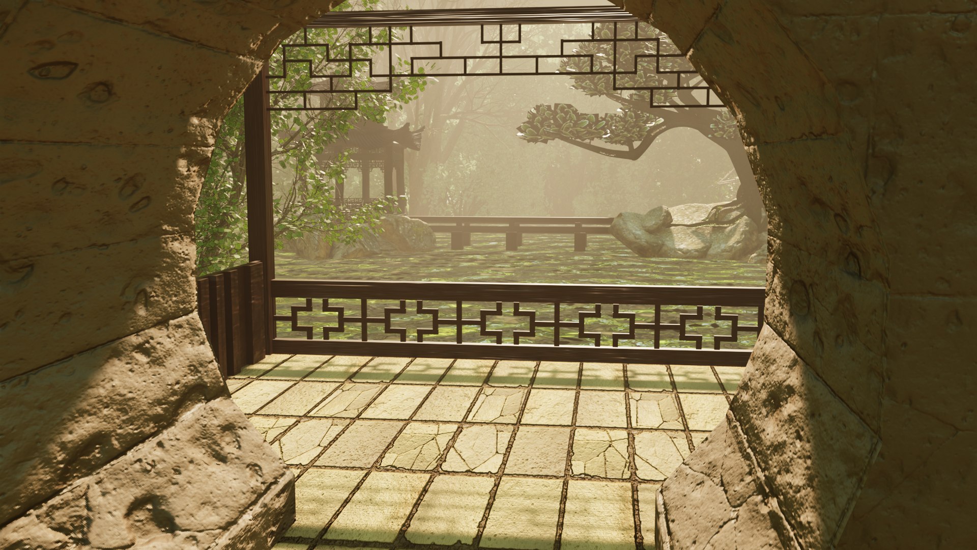3D Scene Japanese Environment Tree PBR Assets Shrine Water - TurboSquid ...