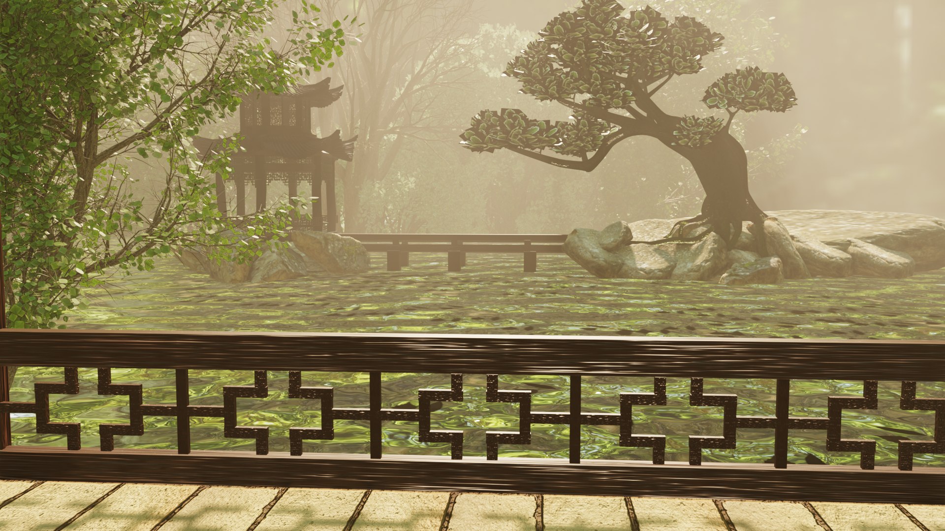 3D Scene Japanese Environment Tree PBR Assets Shrine Water - TurboSquid ...