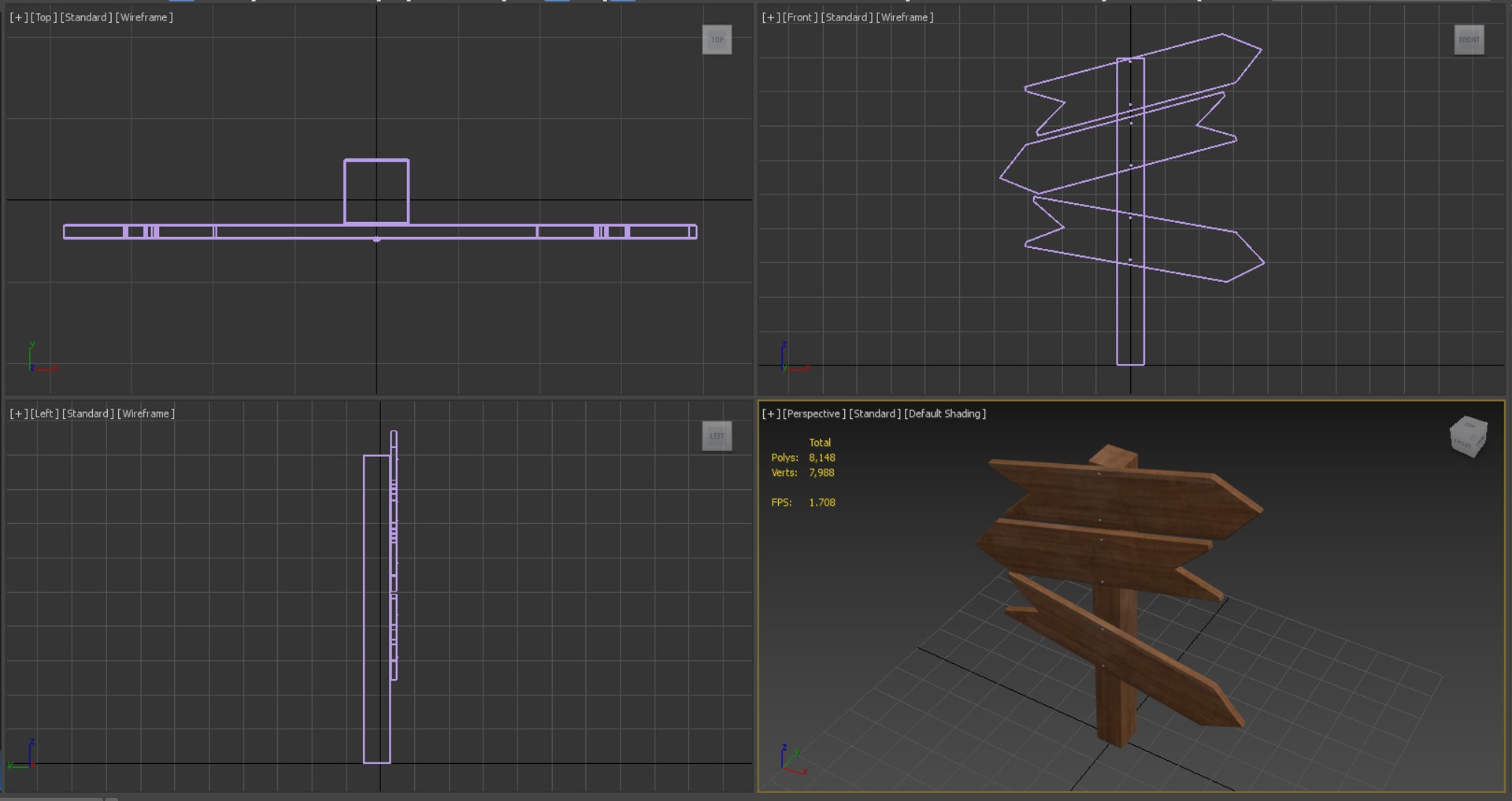3D Wooden Direction Sign - TurboSquid 1869213