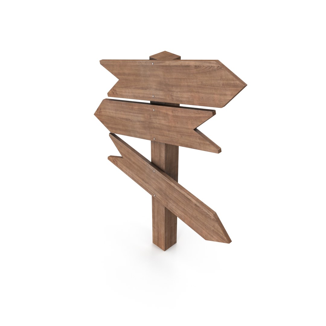 3D Wooden Direction Sign - TurboSquid 1869213