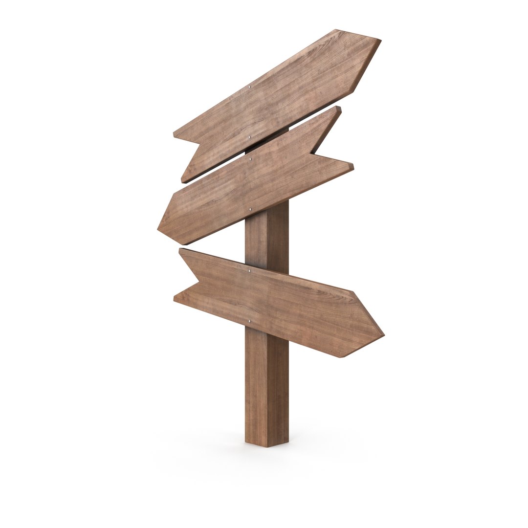 3D Wooden Direction Sign - TurboSquid 1869213