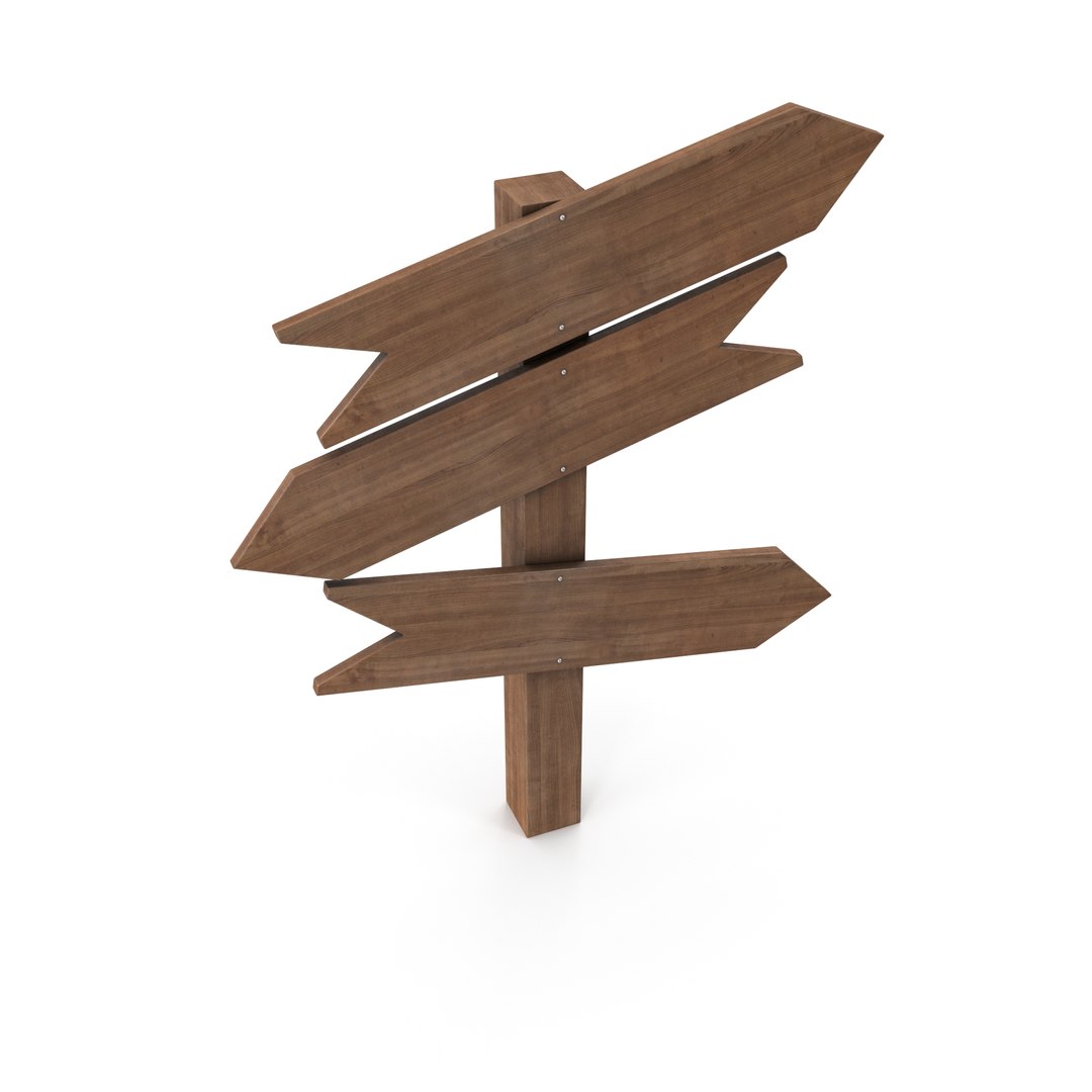3D Wooden Direction Sign - TurboSquid 1869213