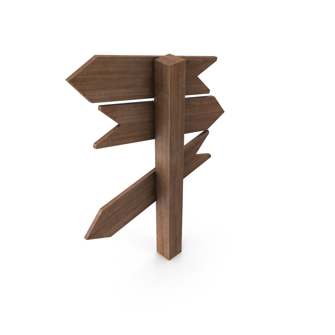 3D Wooden Direction Sign - TurboSquid 1869213