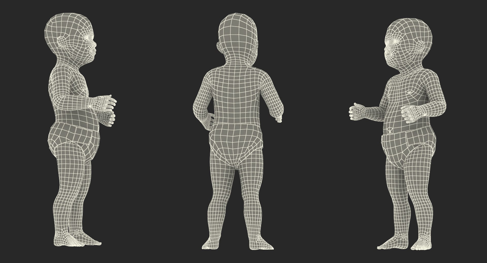 African American Baby Standing 3d Max