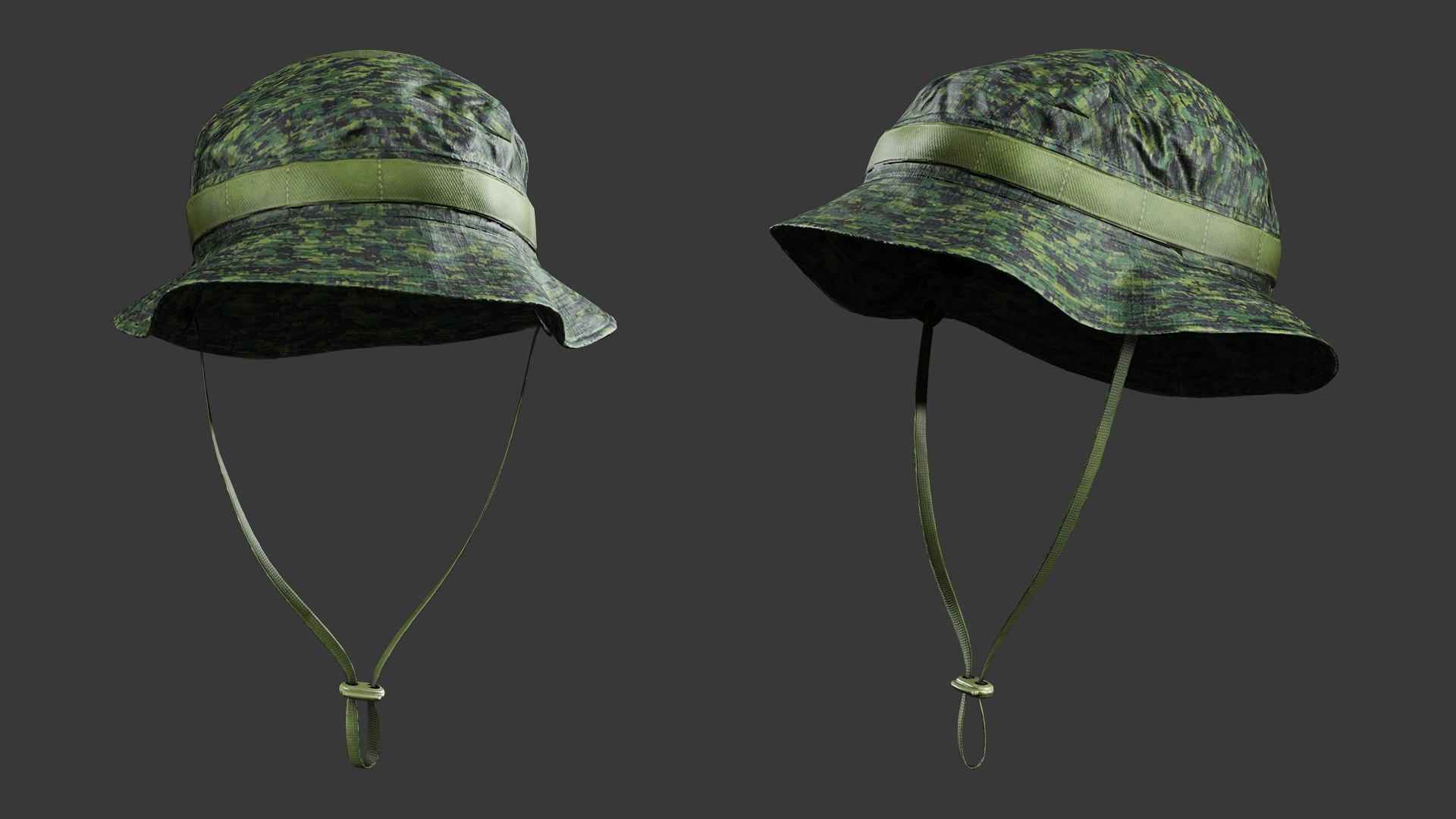 3D Military Bucket Hat - Woodland Camo Style Model - TurboSquid 2425777