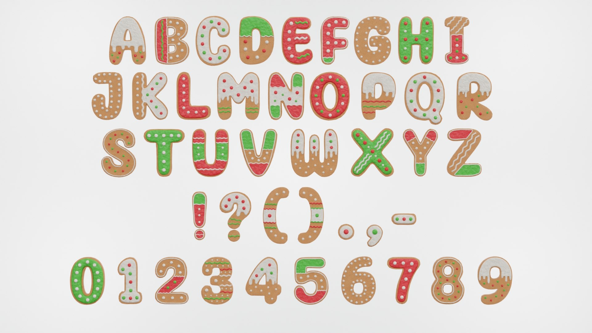 3D Gingerbread Christmas Cookie Alphabet Set 2 Model - TurboSquid 1990399