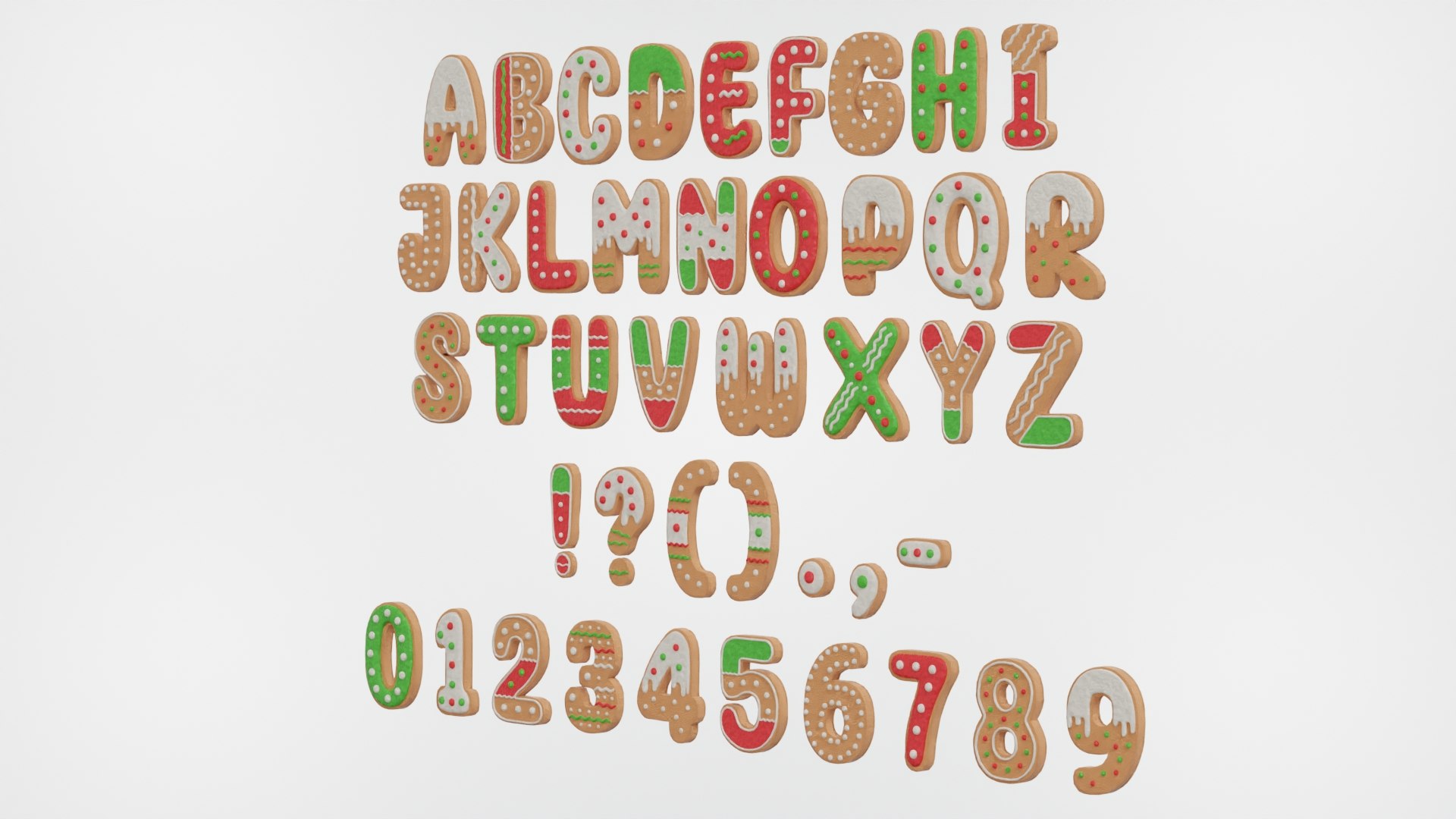 3D Gingerbread Christmas Cookie Alphabet Set 2 Model - TurboSquid 1990399