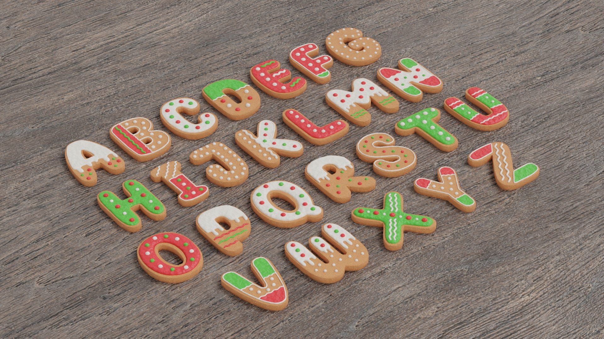 3D Gingerbread Christmas Cookie Alphabet Set 2 Model - TurboSquid 1990399
