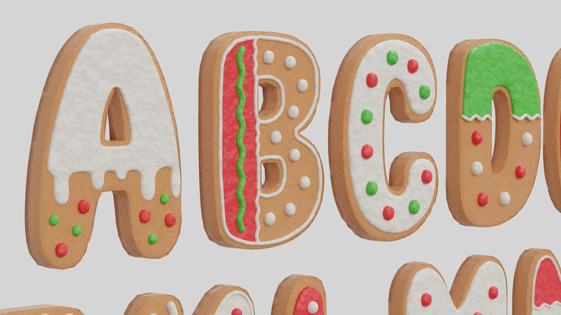 3D Gingerbread Christmas Cookie Alphabet Set 2 Model - TurboSquid 1990399