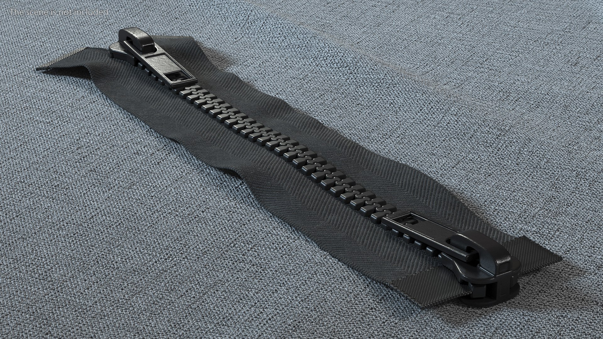 3D Two Way Zipper Closed Black Model - TurboSquid 1793883