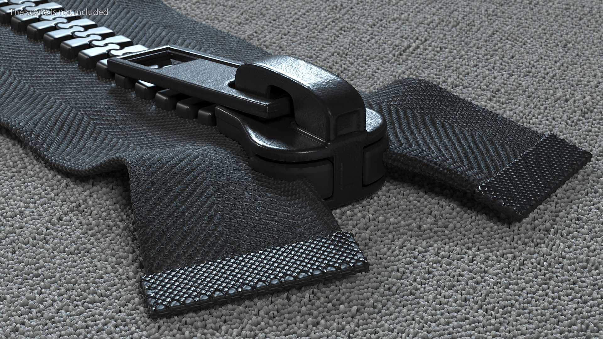 3D Two Way Zipper Closed Black Model - TurboSquid 1793883