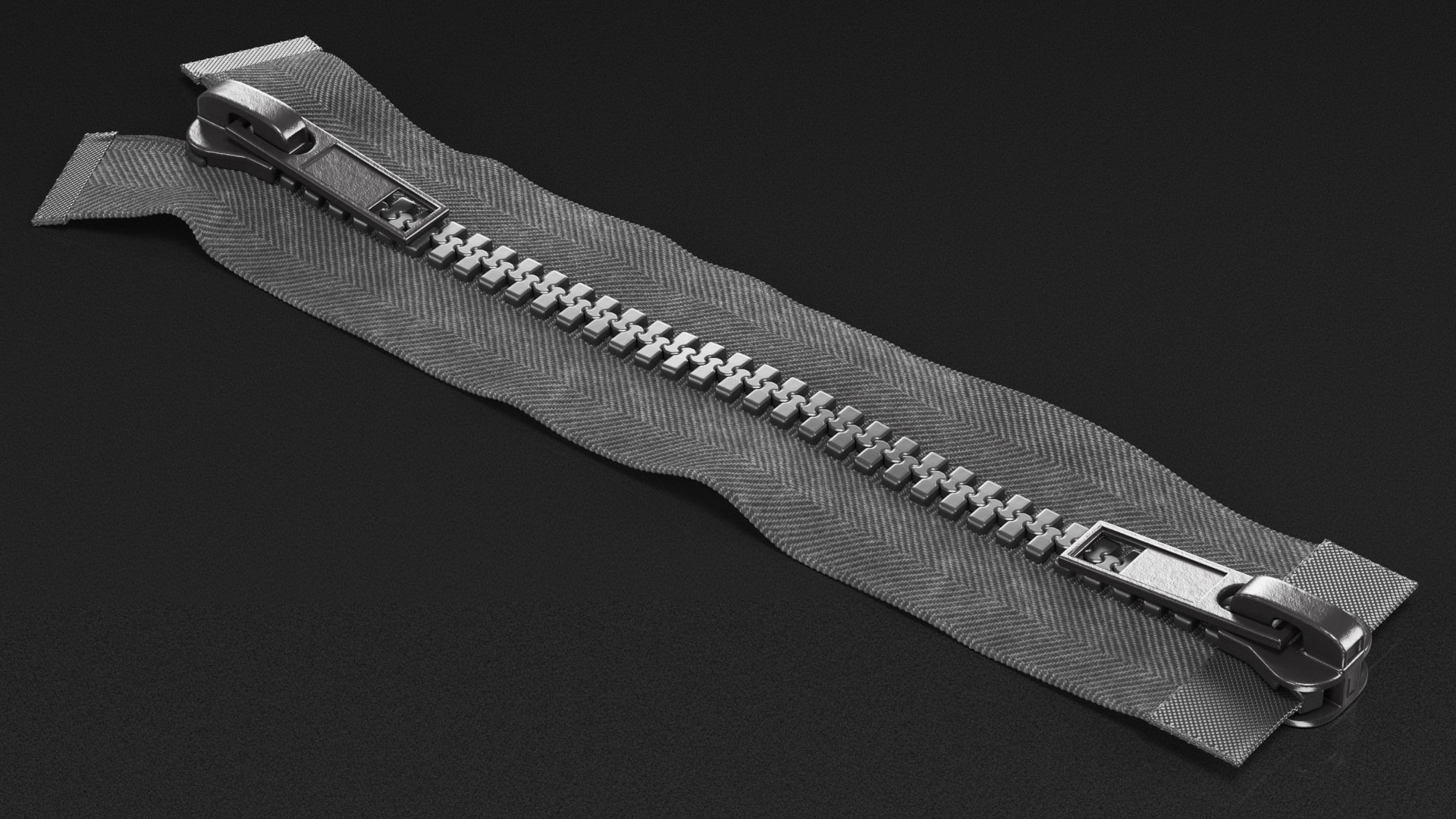 3D Two Way Zipper Closed Black Model - TurboSquid 1793883