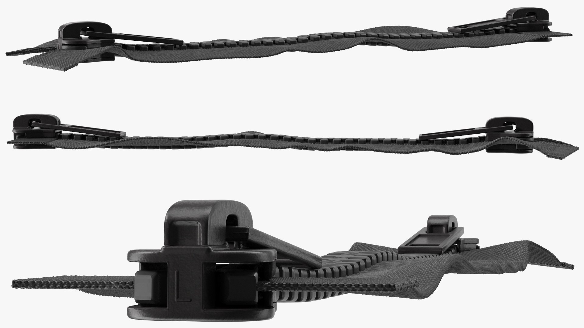 3D Two Way Zipper Closed Black Model - TurboSquid 1793883