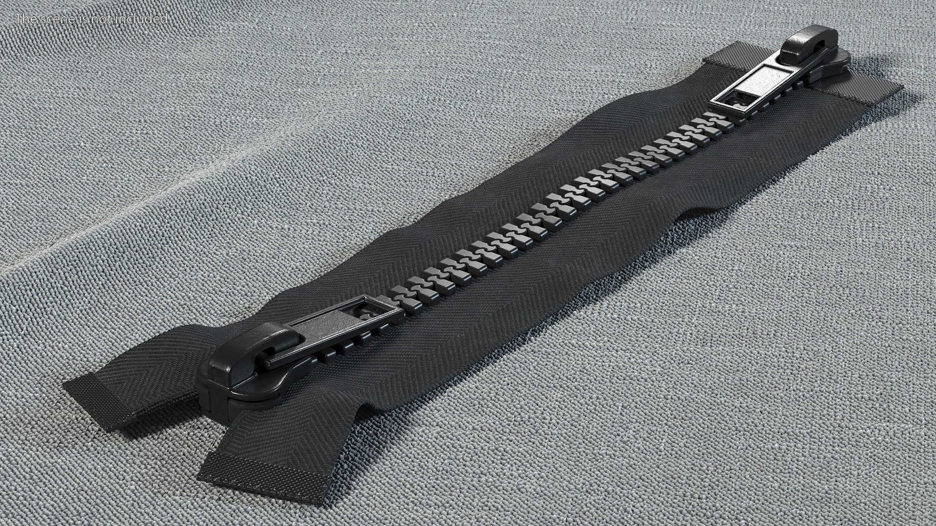 3D Two Way Zipper Closed Black Model - TurboSquid 1793883