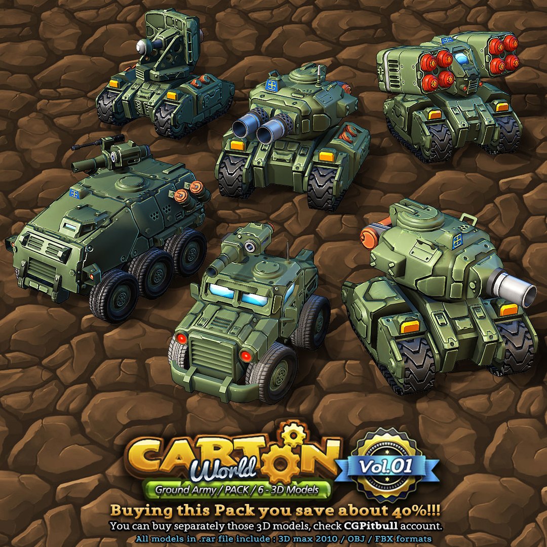 6 Low-res Cartoon Ground Model - TurboSquid 1277300