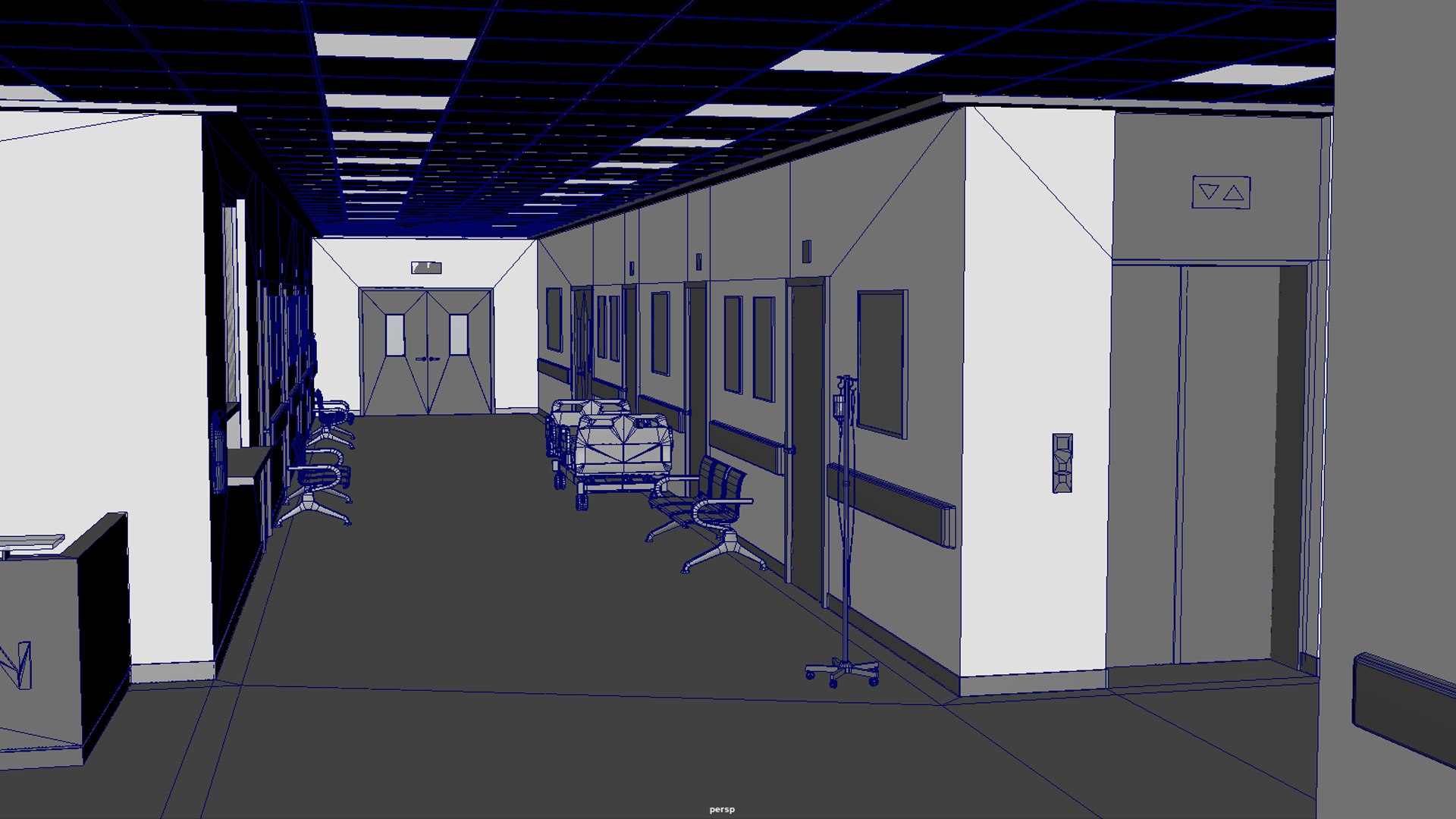 3D Model Hospital Hallway - TurboSquid 2067333