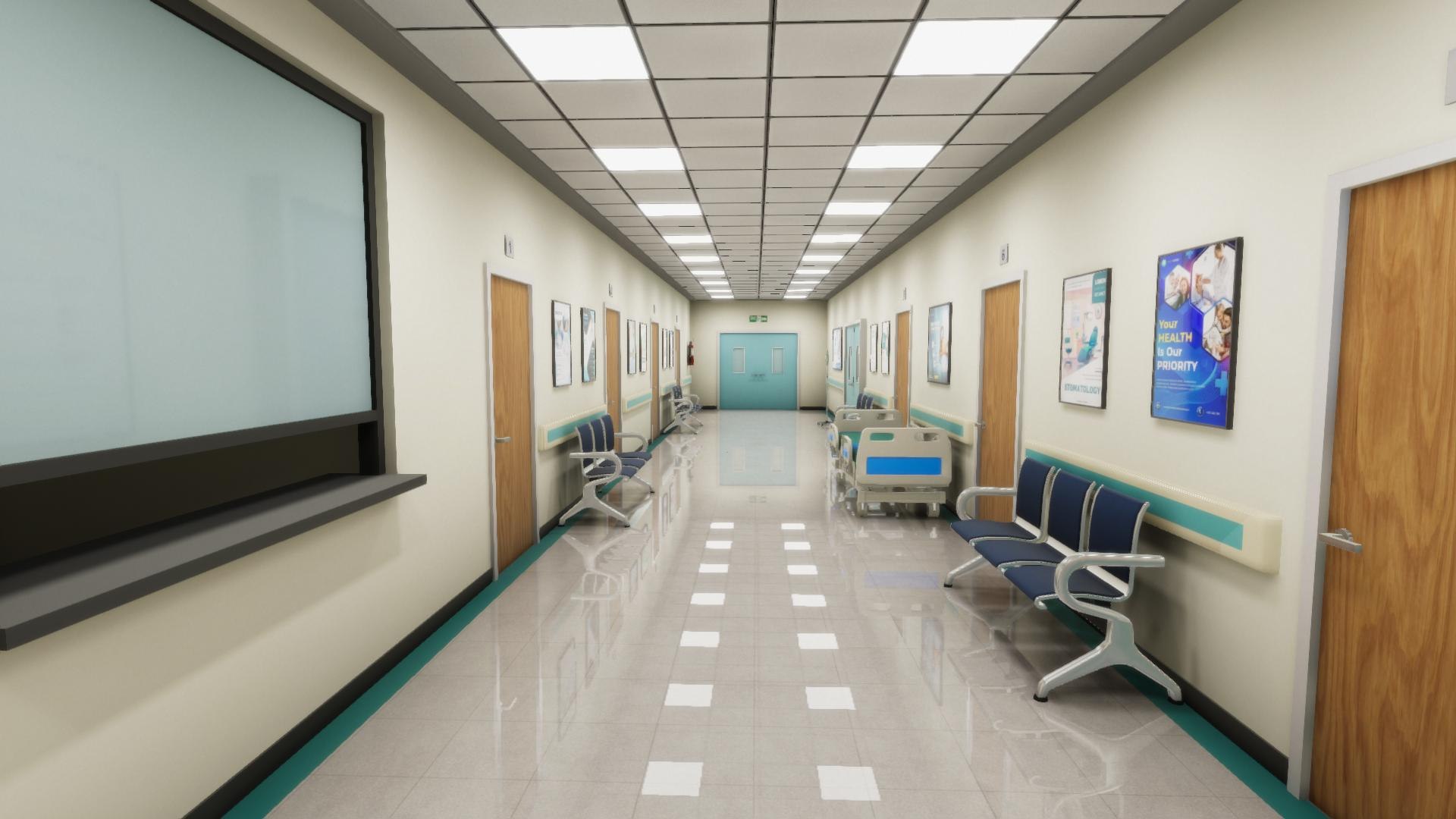 3D Model Hospital Hallway - TurboSquid 2067333