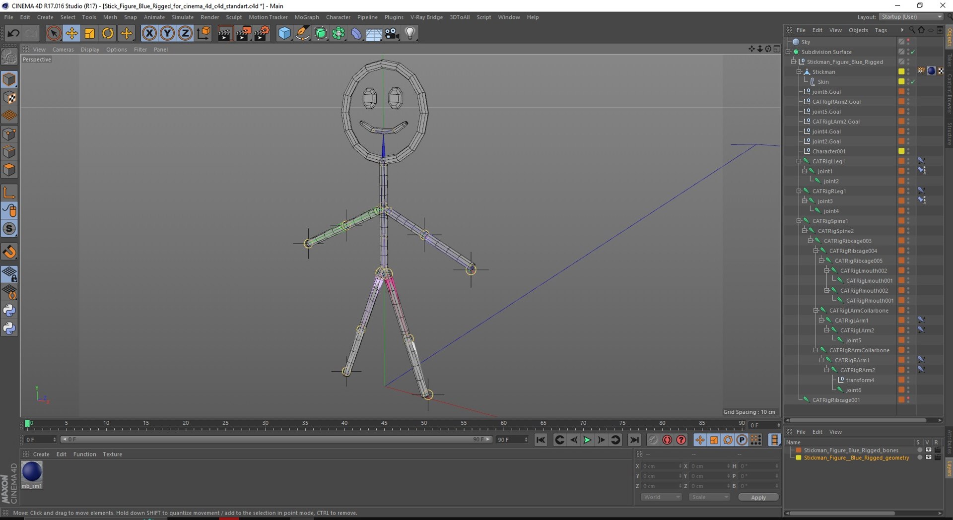 3D model Stick Figure Blue Rigged for Cinema 4D - TurboSquid 2092593