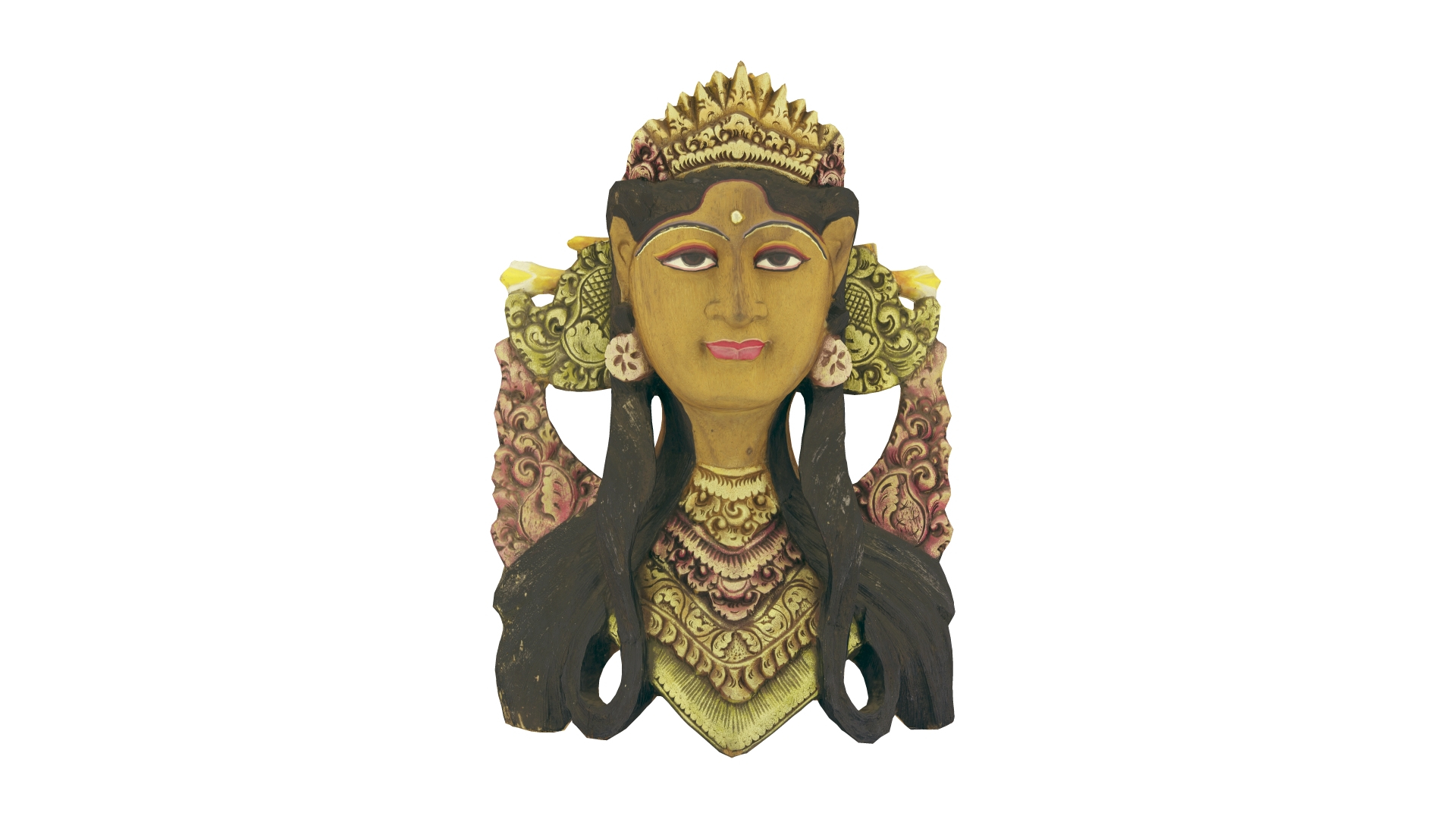 3D Balinese Janger Dancer Mask Wood Sculpture Real-Time 3D Scanned ...