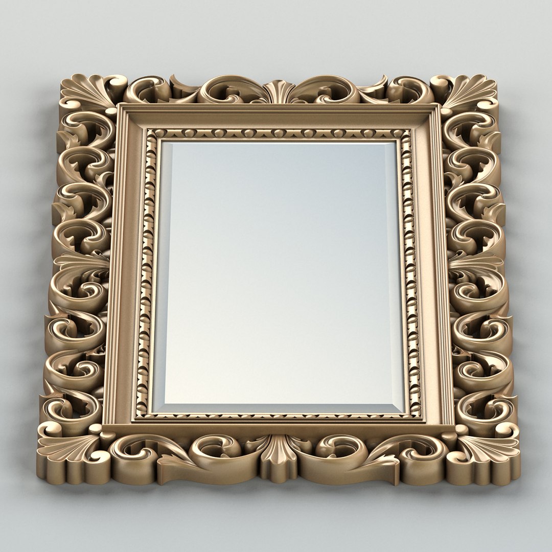 3d Carved Rectangle Mirror Frame Model