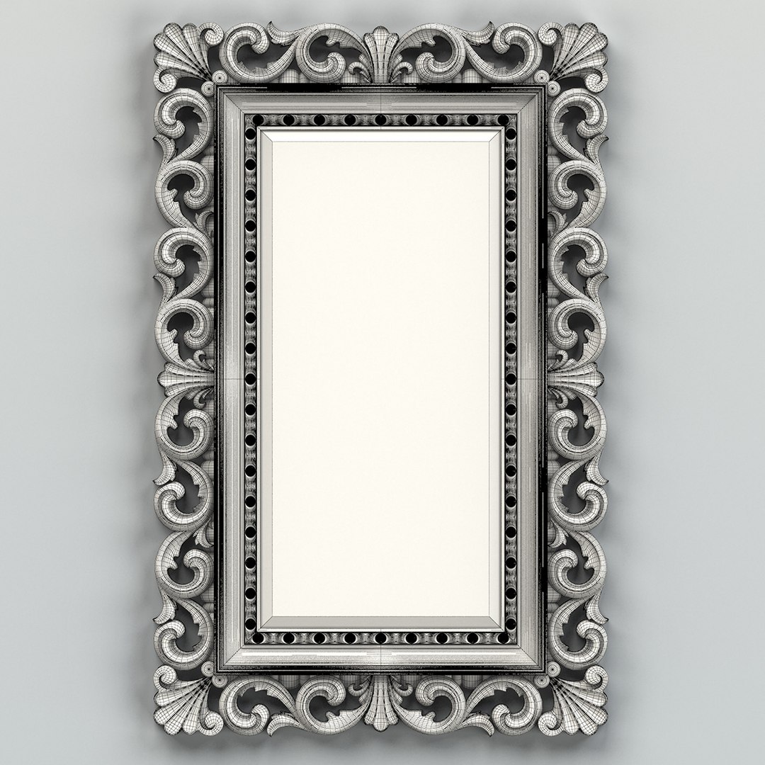 3d Carved Rectangle Mirror Frame Model
