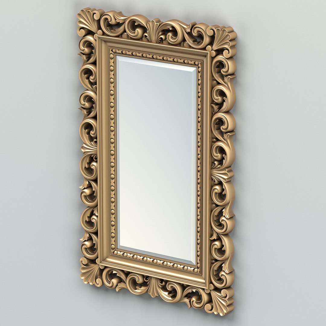 3d Carved Rectangle Mirror Frame Model
