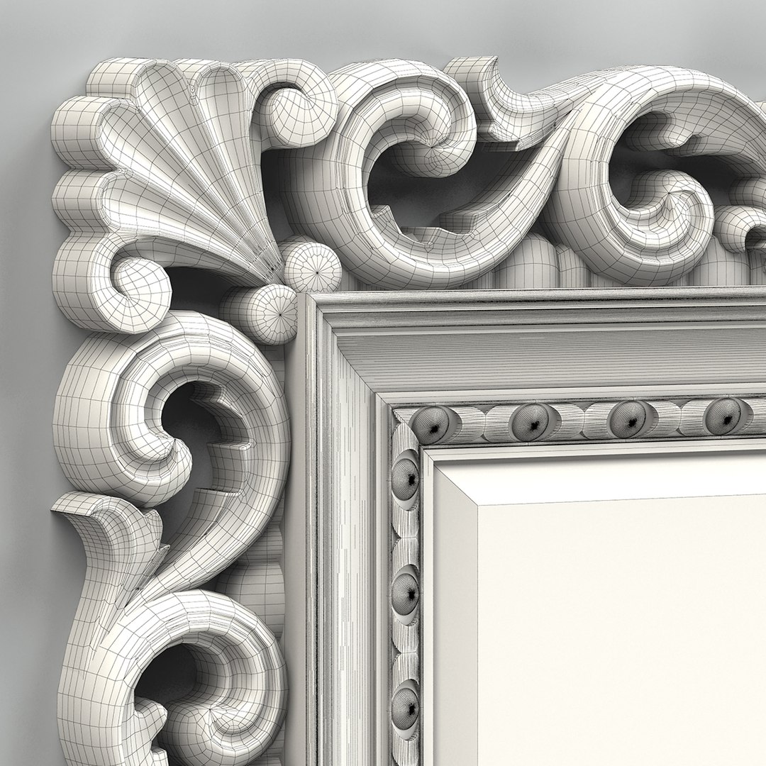 3d Carved Rectangle Mirror Frame Model